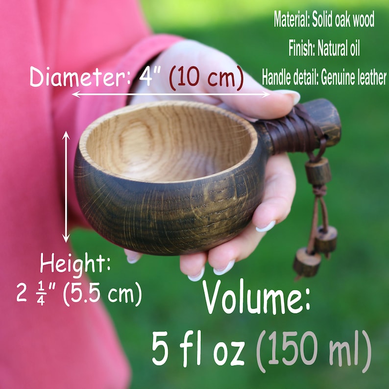 Handmade Oak Kuksa Cup: Nordic Camp Mug With Leather Handle - Etsy