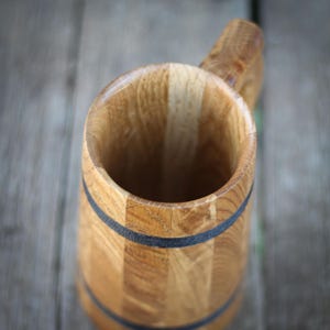 Handcrafted Oak Mug 600ml (20oz), Wooden Tankard, Rustic Wooden Cup ...
