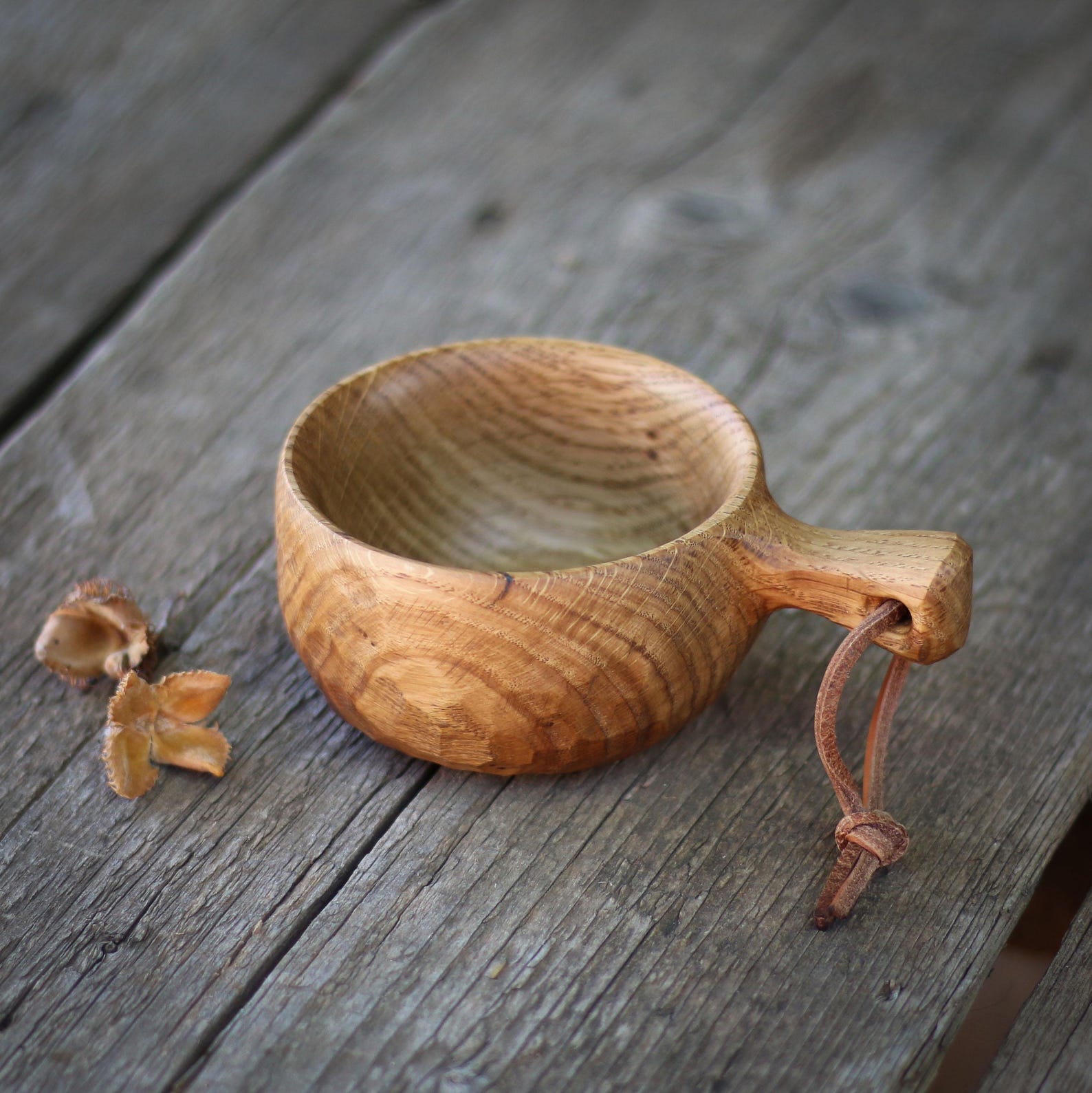 Hand-carved Oak Kuksa | Unique Wooden Drinking Cup | Natural Beeswax ...