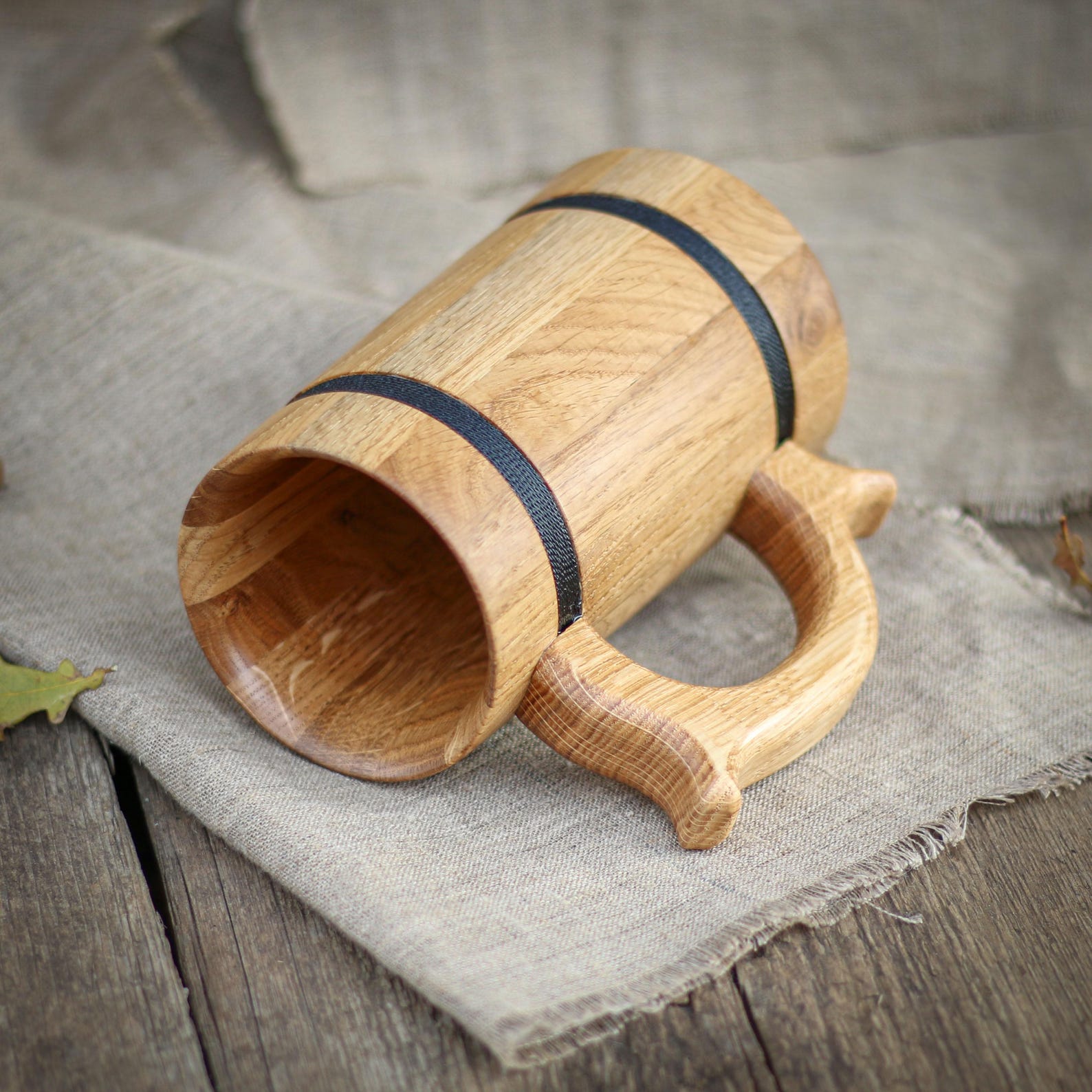 Handcrafted Oak Beer Mug: 20oz Natural Beeswax Coated Wooden Tankard - Etsy