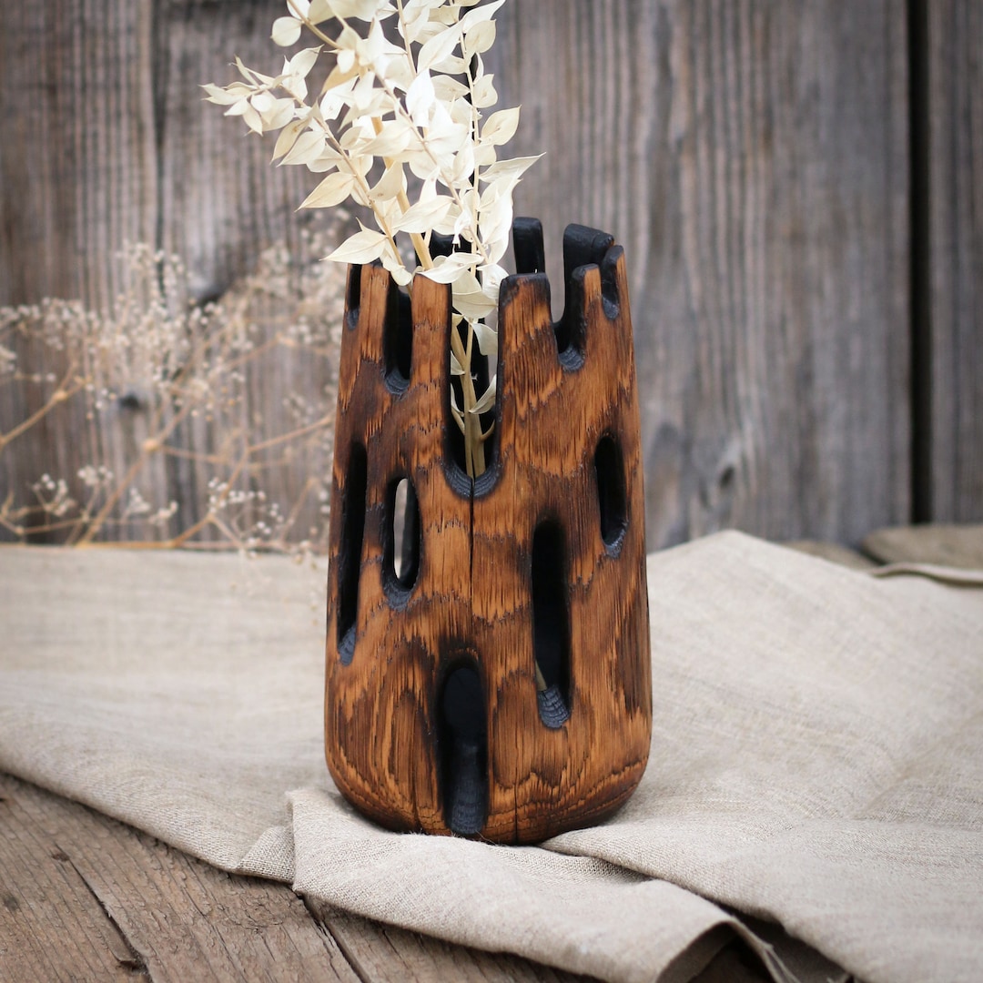 Handmade 8 Inch Oak Vase,modern Oak Vase,contemporary Oak Vase - Etsy