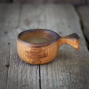 Handcrafted Wooden Kuksa | Handcarved Oak Wood Kuksa | 5.0 Oz (150 Ml ...