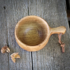 Hand-carved Oak Kuksa | Unique Wooden Drinking Cup | Natural Beeswax ...