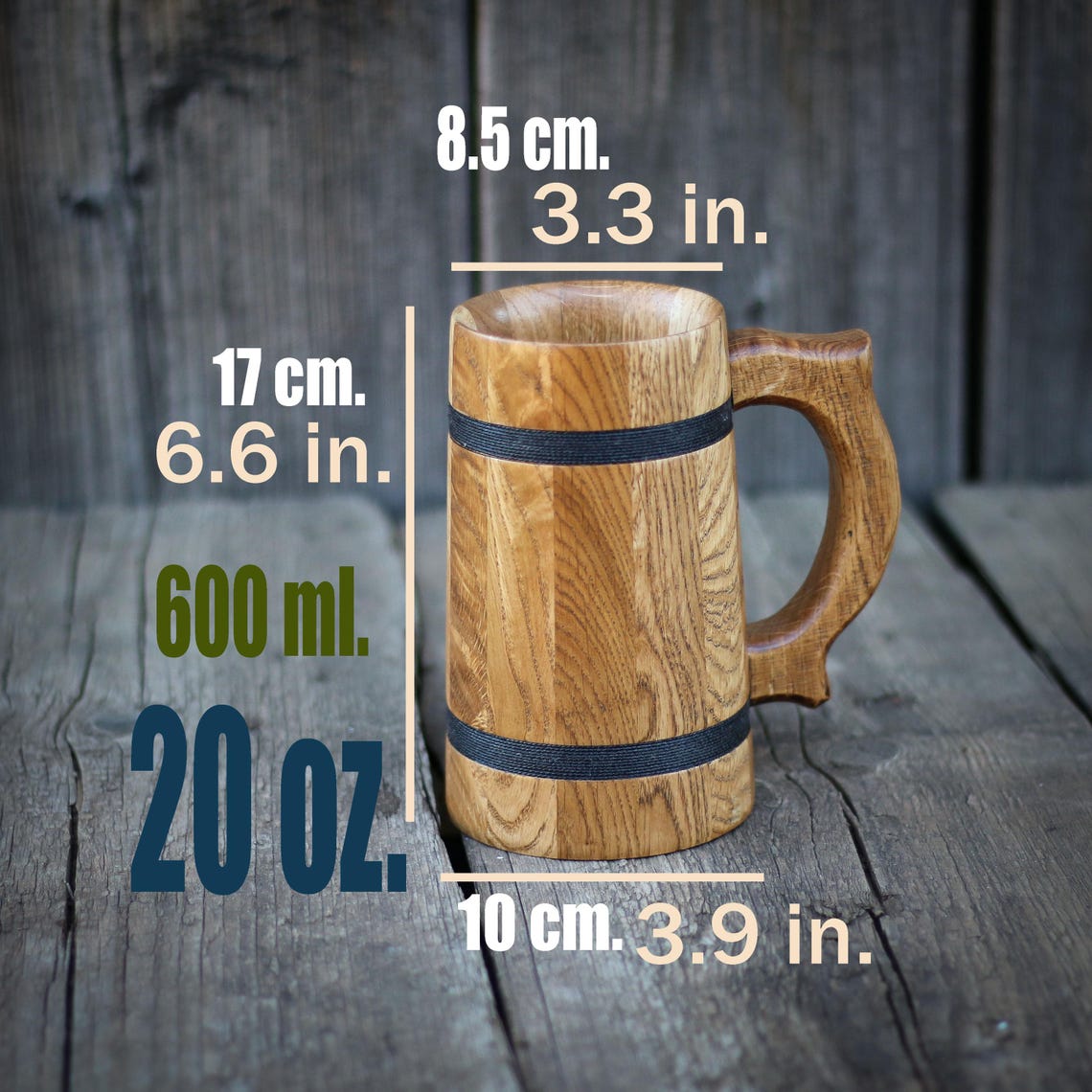 Handcrafted Oak Beer Mug: Rustic Wooden Tankard (600ml) - Etsy