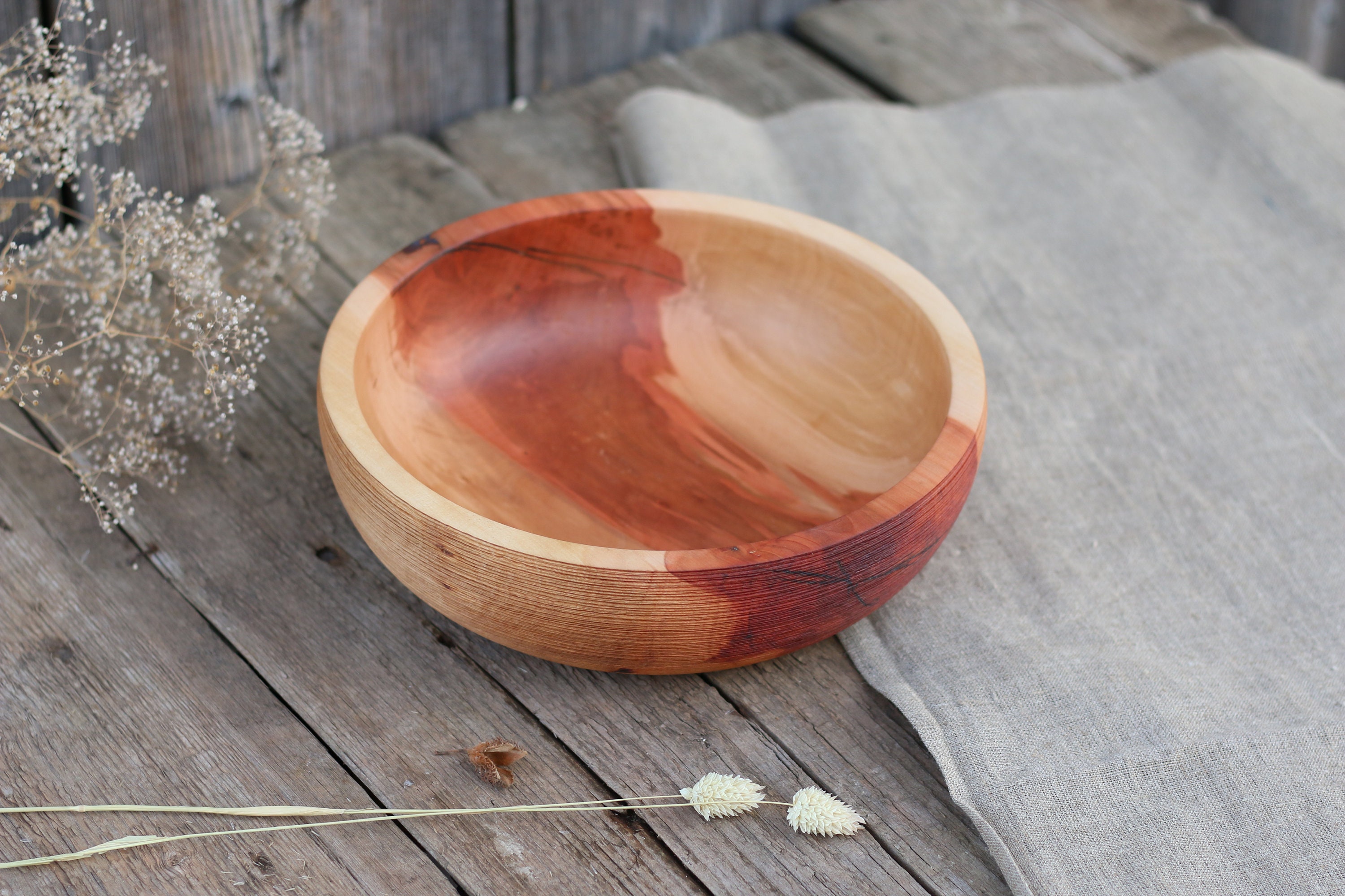 Handcrafted Wild Pear Wood Bowl 10 Inches - Etsy