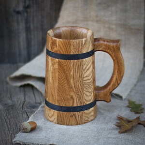 Handcrafted Oak Mug 600ml (20oz), Wooden Tankard, Rustic Wooden Cup ...