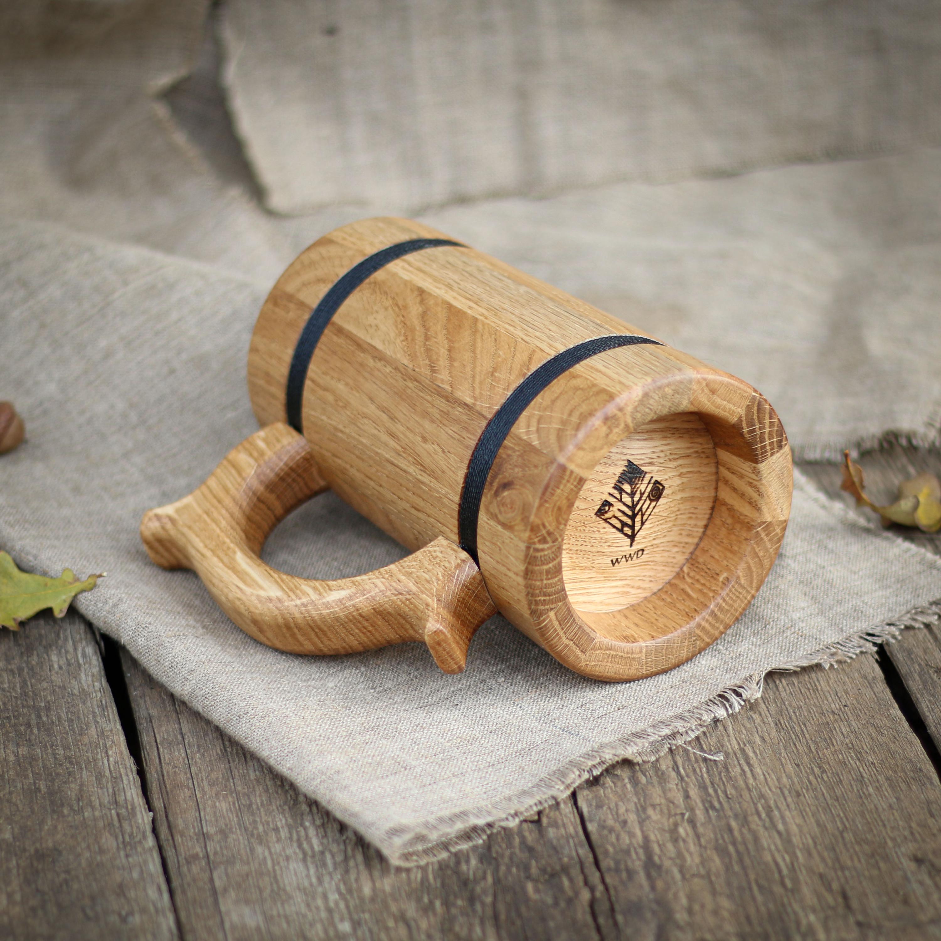 Handcrafted Oak Beer Mug: 20oz Natural Beeswax Coated Wooden Tankard - Etsy