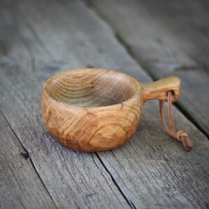Hand-carved Oak Kuksa | Unique Wooden Drinking Cup | Natural Beeswax ...