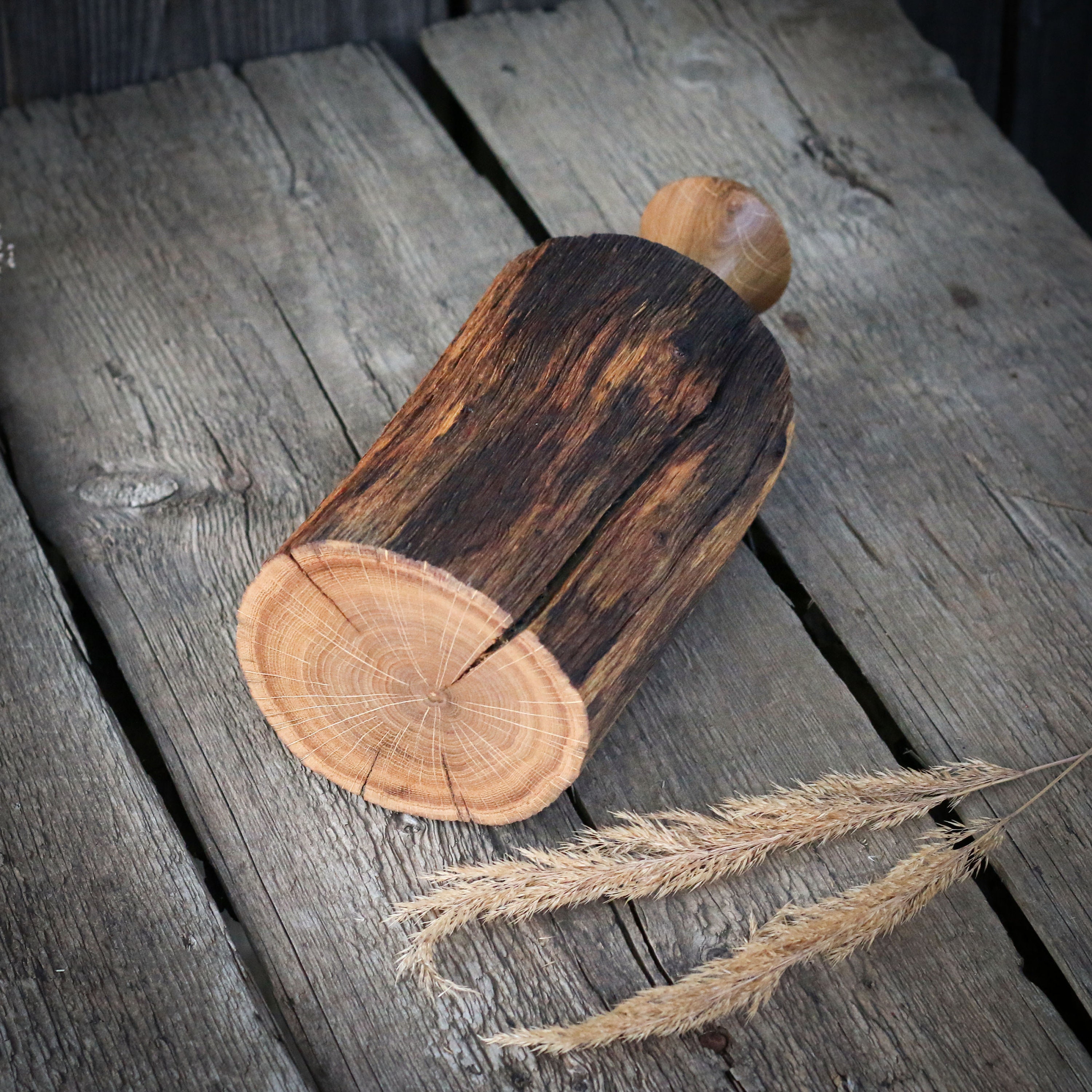 Rustic Farmhouse Oak Vase for Dried Flowers Handcrafted Home Decor - Etsy
