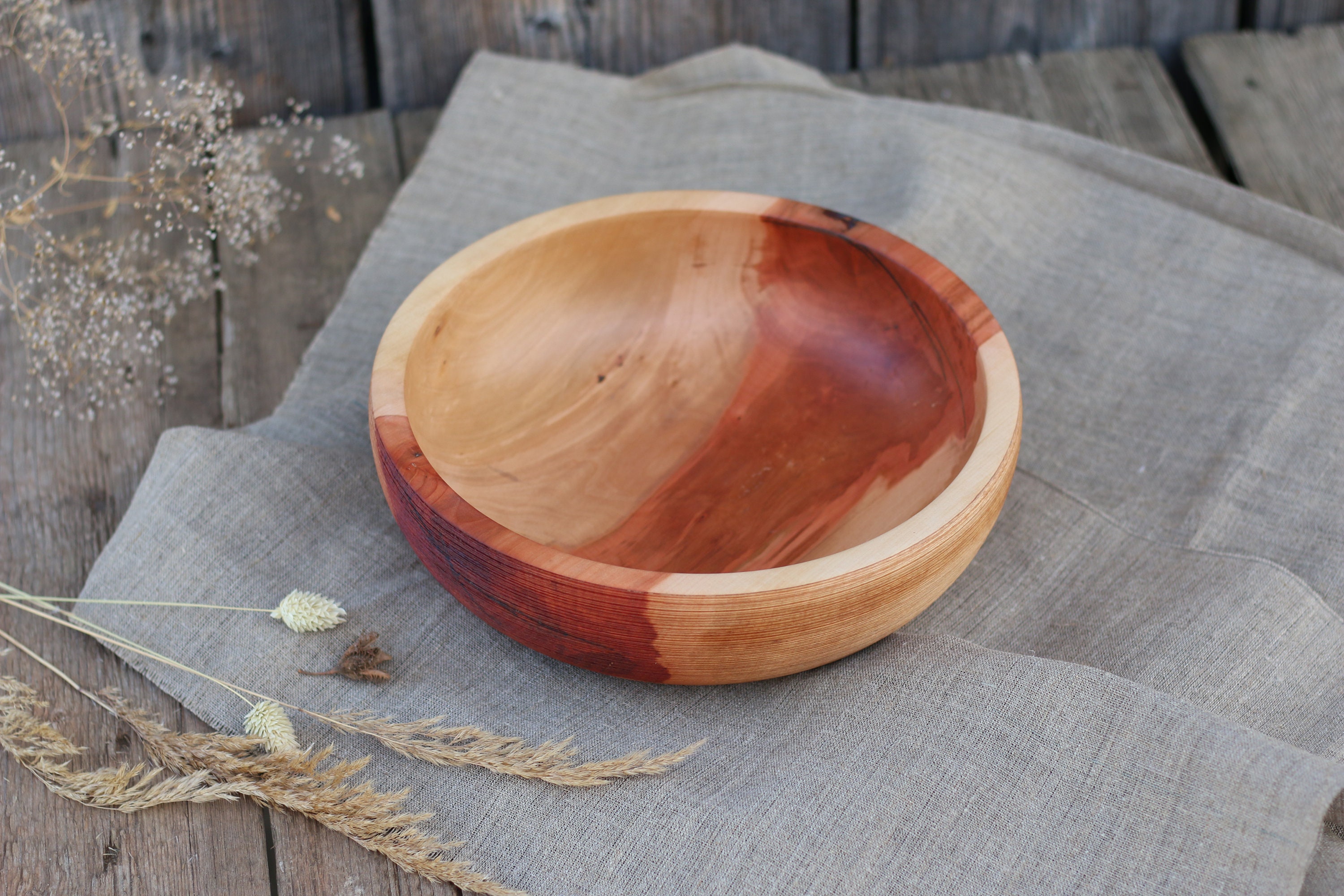 Handcrafted Wild Pear Wood Bowl 10 Inches - Etsy