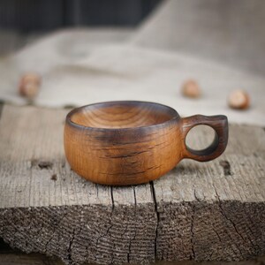Handmade Wooden Coffee Cup – Rustic Kuksa Mug – Natural Oil-wax Finish ...