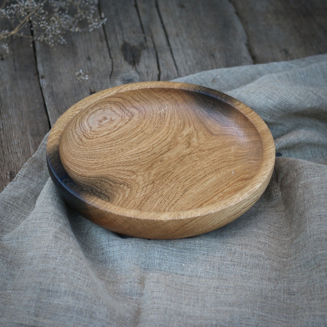 Handmade 9.6 Inch Wooden Plate From Old Oak Tree - Etsy