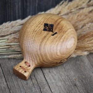 Handcrafted Oak Kuksa – Hand-carved Engraving – Natural Oil-wax Finish ...