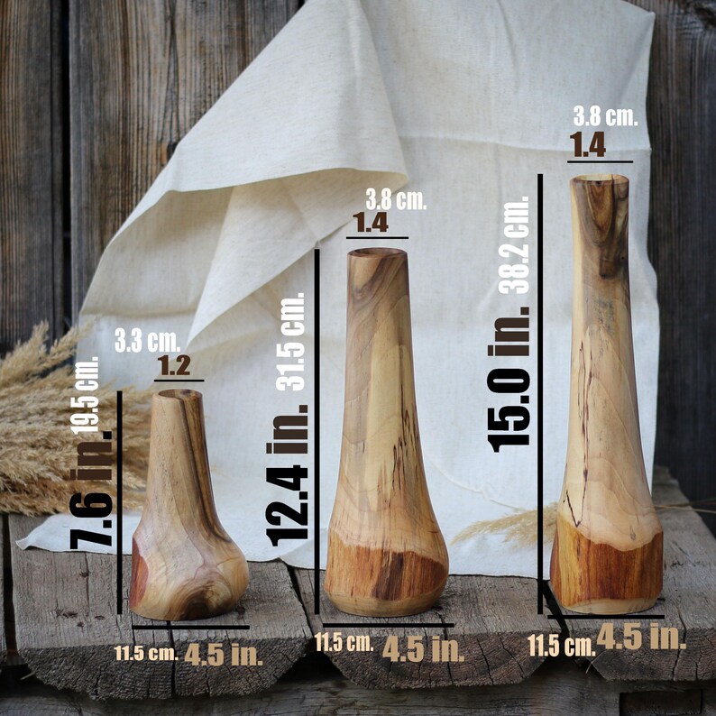 Handmade Walnut Wood Vase Set: Natural Home Decor - Etsy