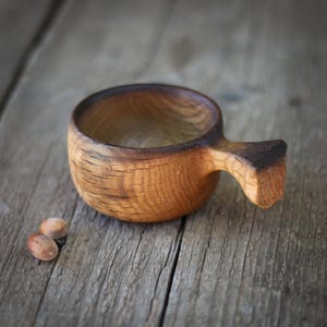 Handcrafted Wooden Kuksa | Handcarved Oak Wood Kuksa | 5.0 Oz (150 Ml ...
