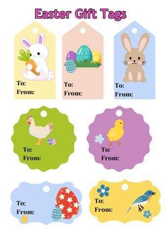 DIY Cut Out Printable Easter Gift Tags Digital Download PDF File; DIY ...