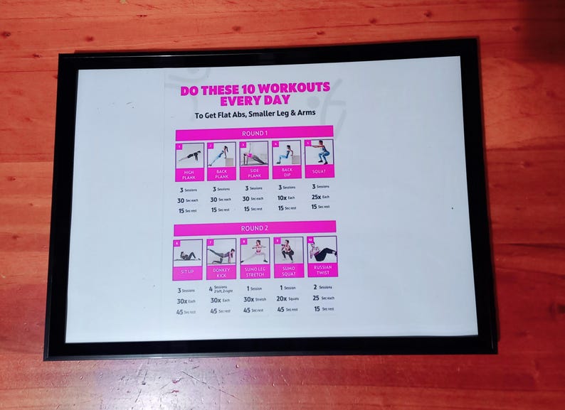 10 Minute Simple & Easy Wall Exercises Workout Printable Poster ...