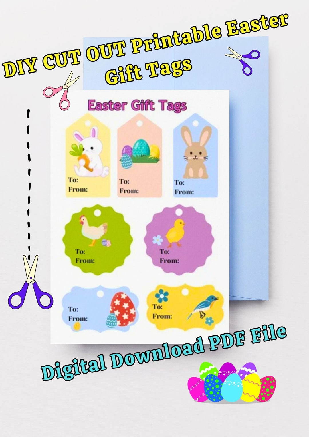DIY Cut Out Printable Easter Gift Tags Digital Download PDF File; DIY ...