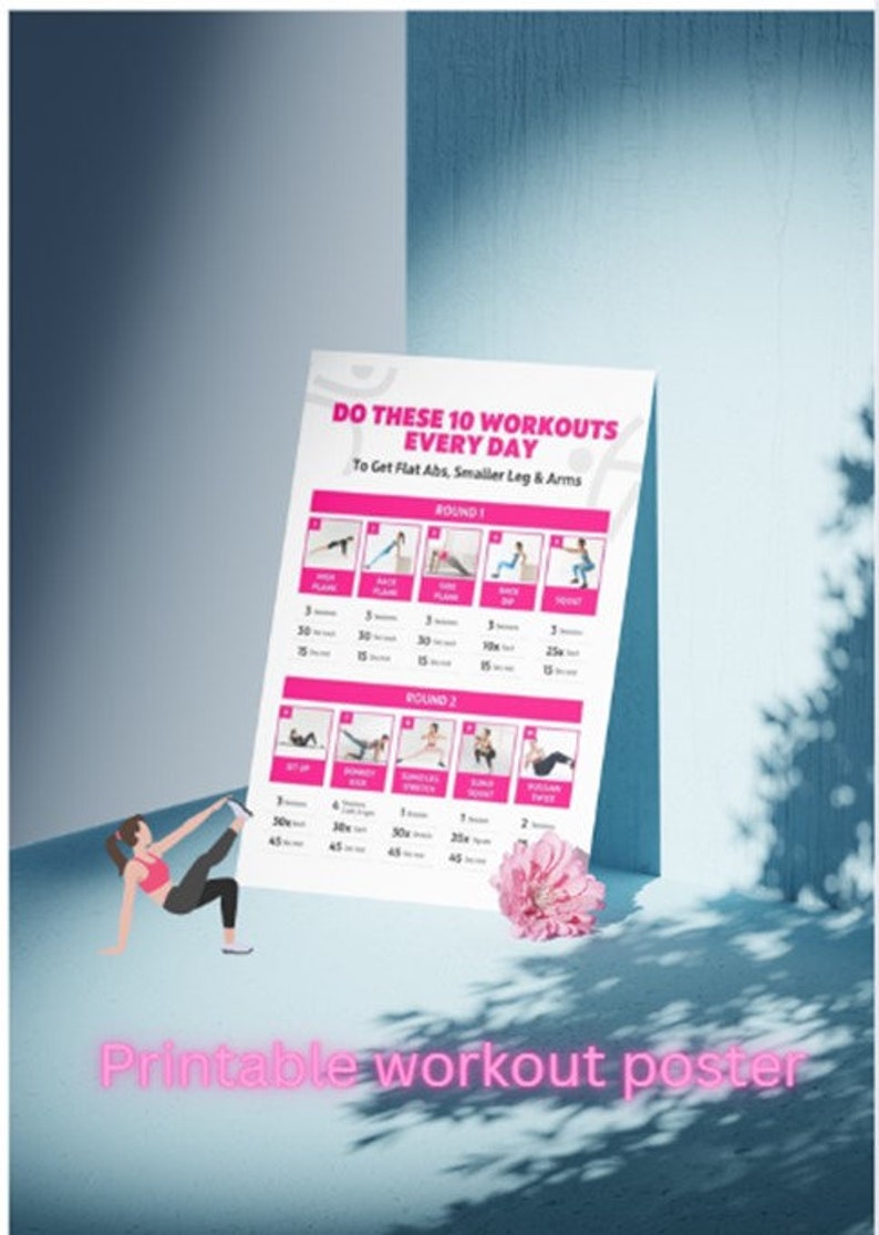 10 Minute Simple & Easy Wall Exercises Workout Printable Poster ...