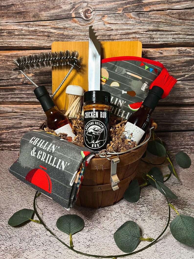 BBQ Bucket Gift Basket & Outdoor Grill Set - Etsy