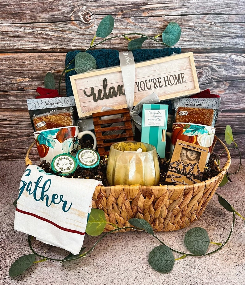 Fall Leaves Home Basket || Luxe Fall Basket || Deluxe Housewarming ...