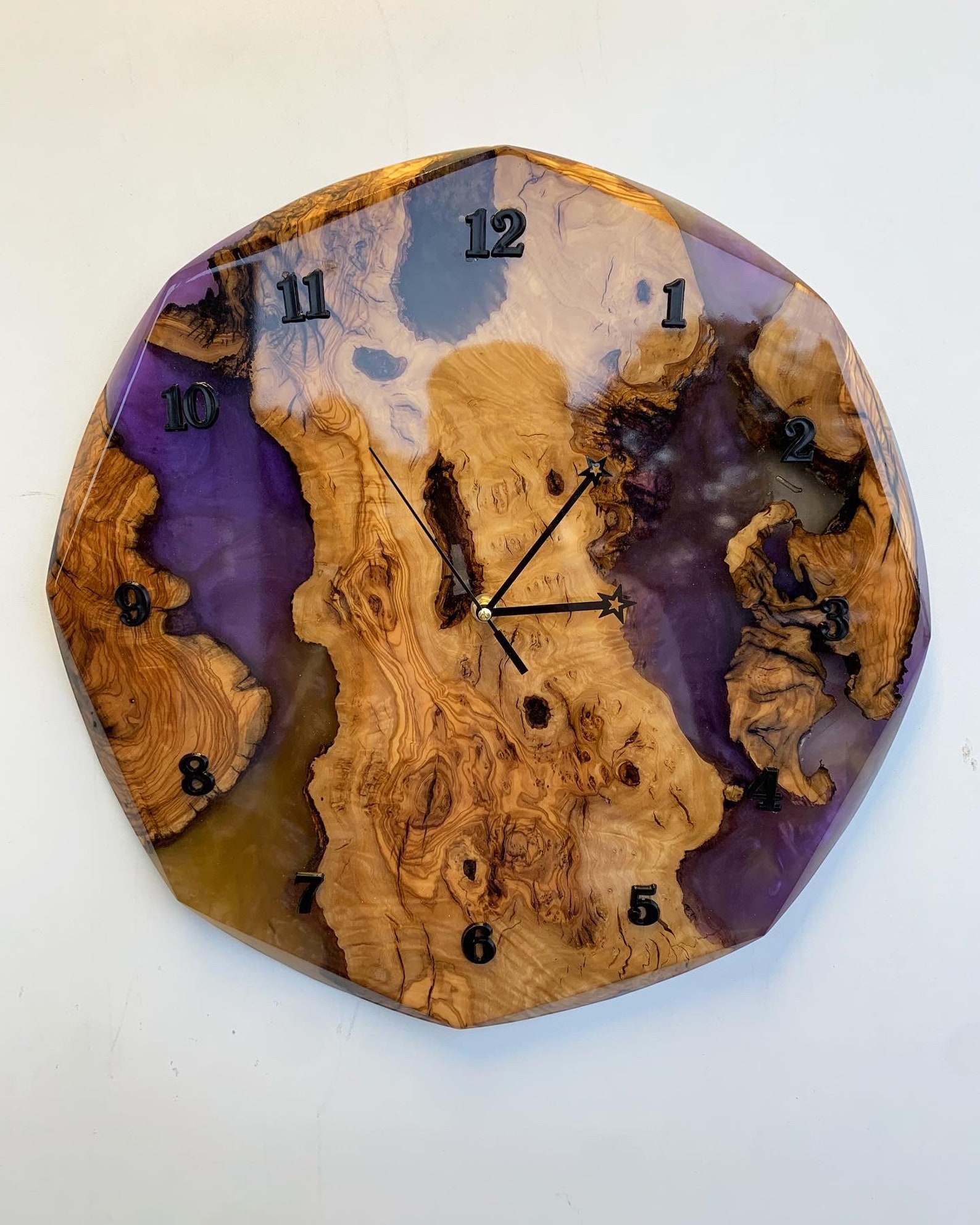 Wallwatch With Epoxy and Olive Wood - Etsy