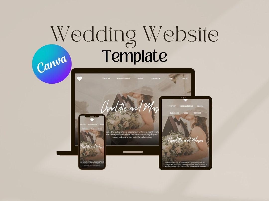 Wedding Website Canva Template Editable Wedding Website Digital ...