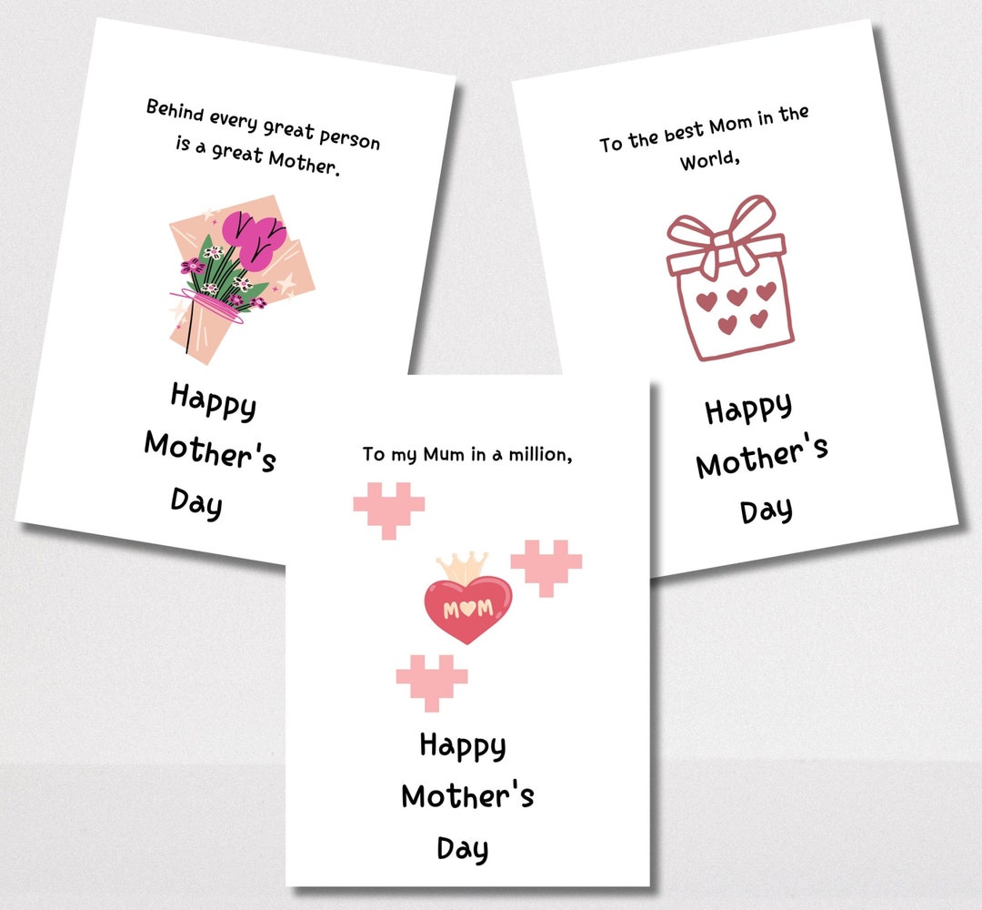 Printable 4x6 Mothers Day Greeting Card Floral Pink Mothers Day ...