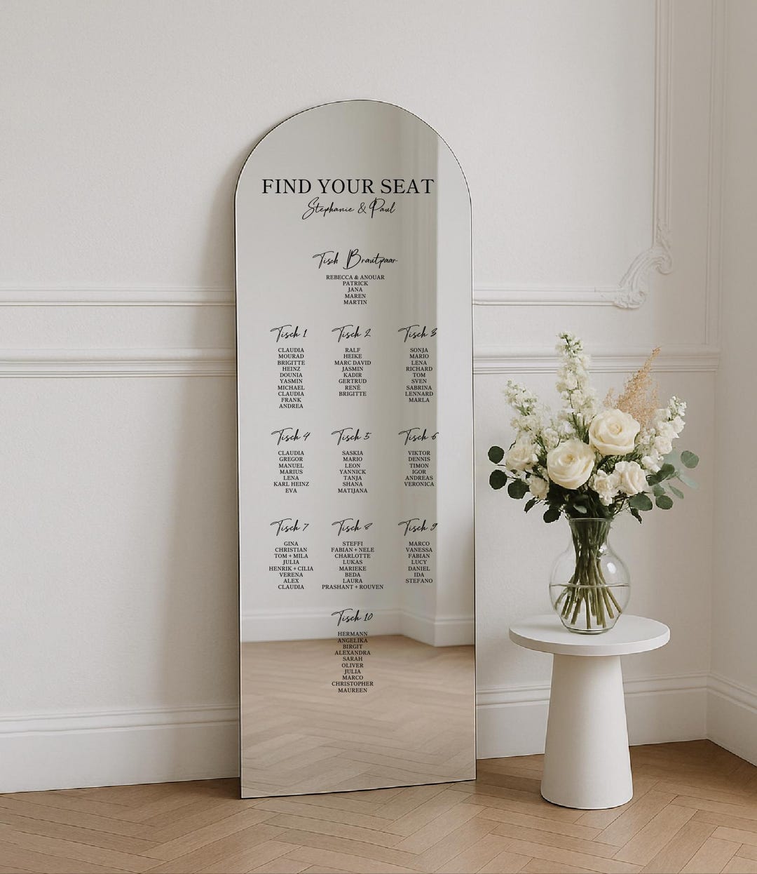 Seating Chart Wedding Mirror | Sitzplan Spiegel | Wedding Decal ...