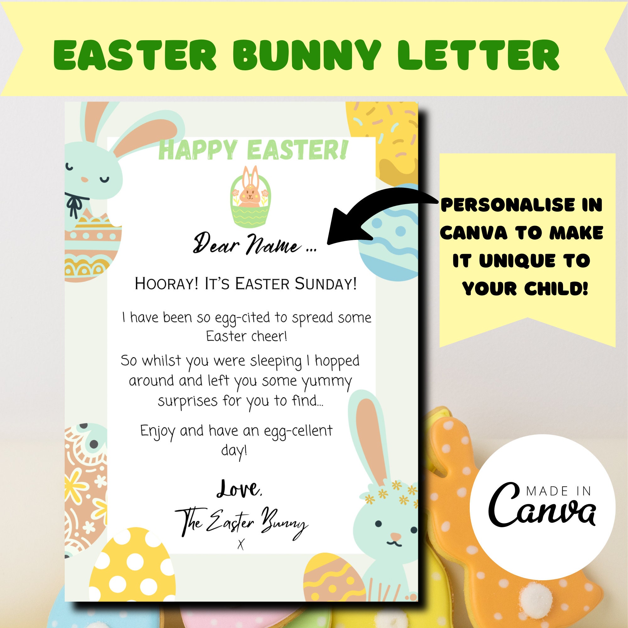Digital/ Printable Easter Bunny Letter, Customisable Instant Digital ...