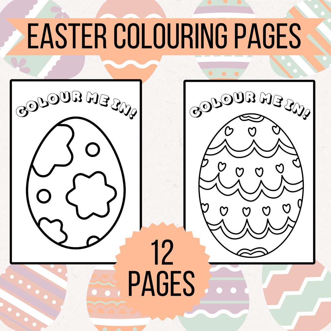 Printable 12 Page Easter Egg Colouring Sheet - Canva Template Instant ...