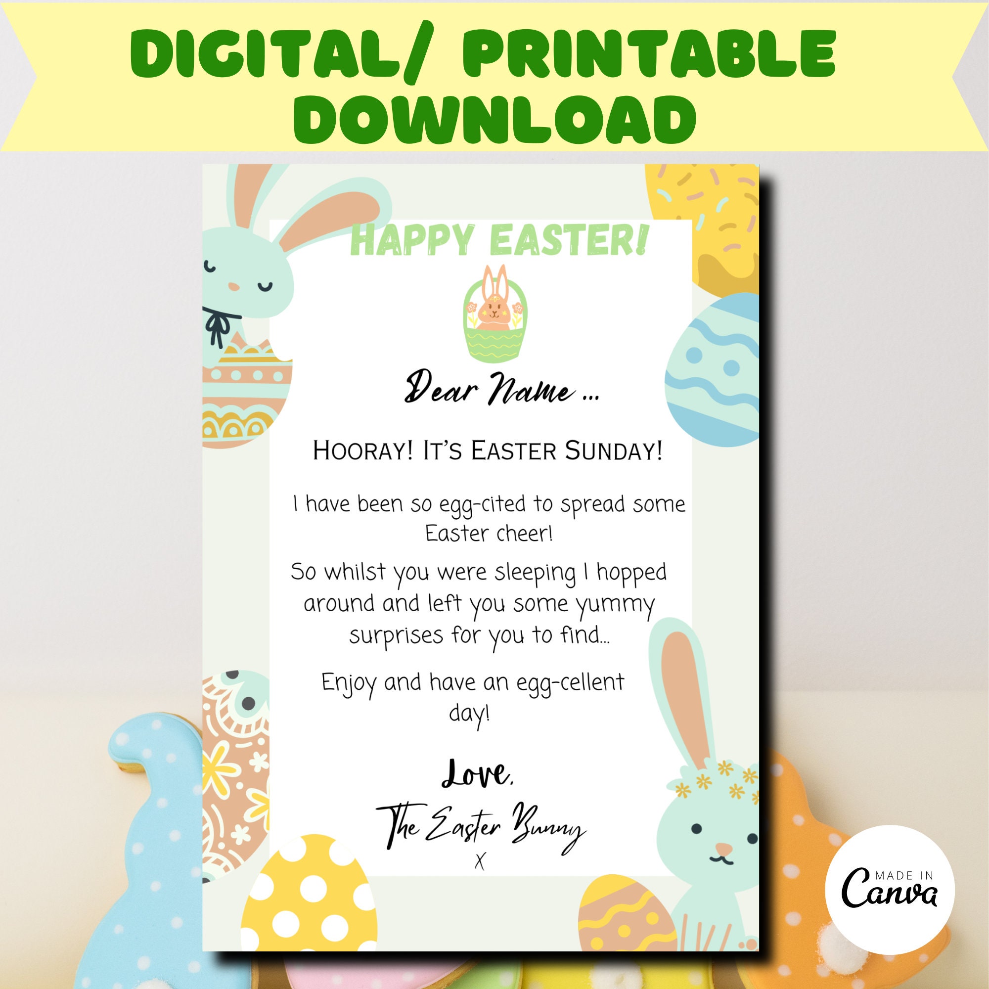 Digital/ Printable Easter Bunny Letter, Customisable Instant Digital ...