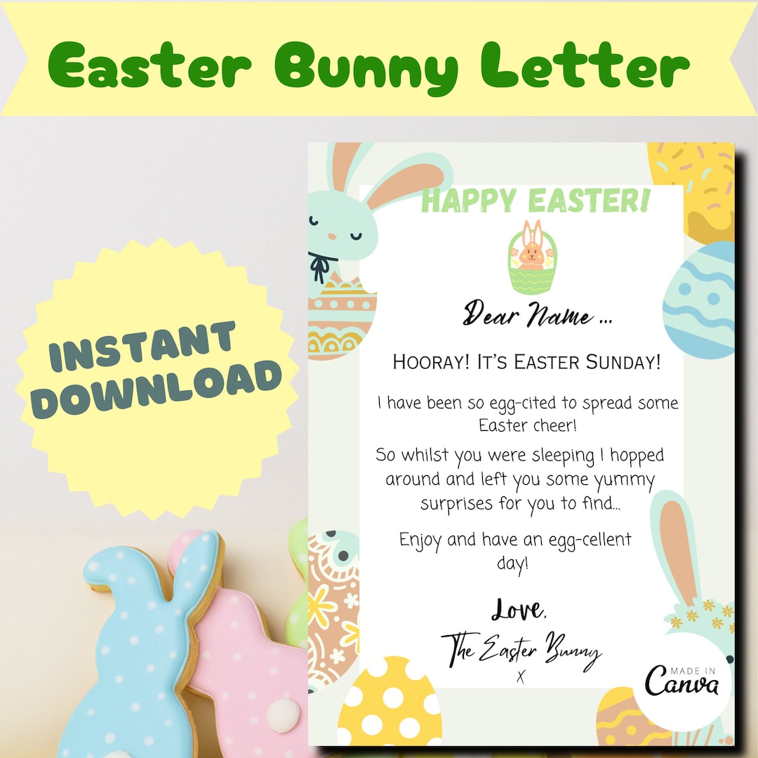 Digital/ Printable Easter Bunny Letter, Customisable Instant Digital ...