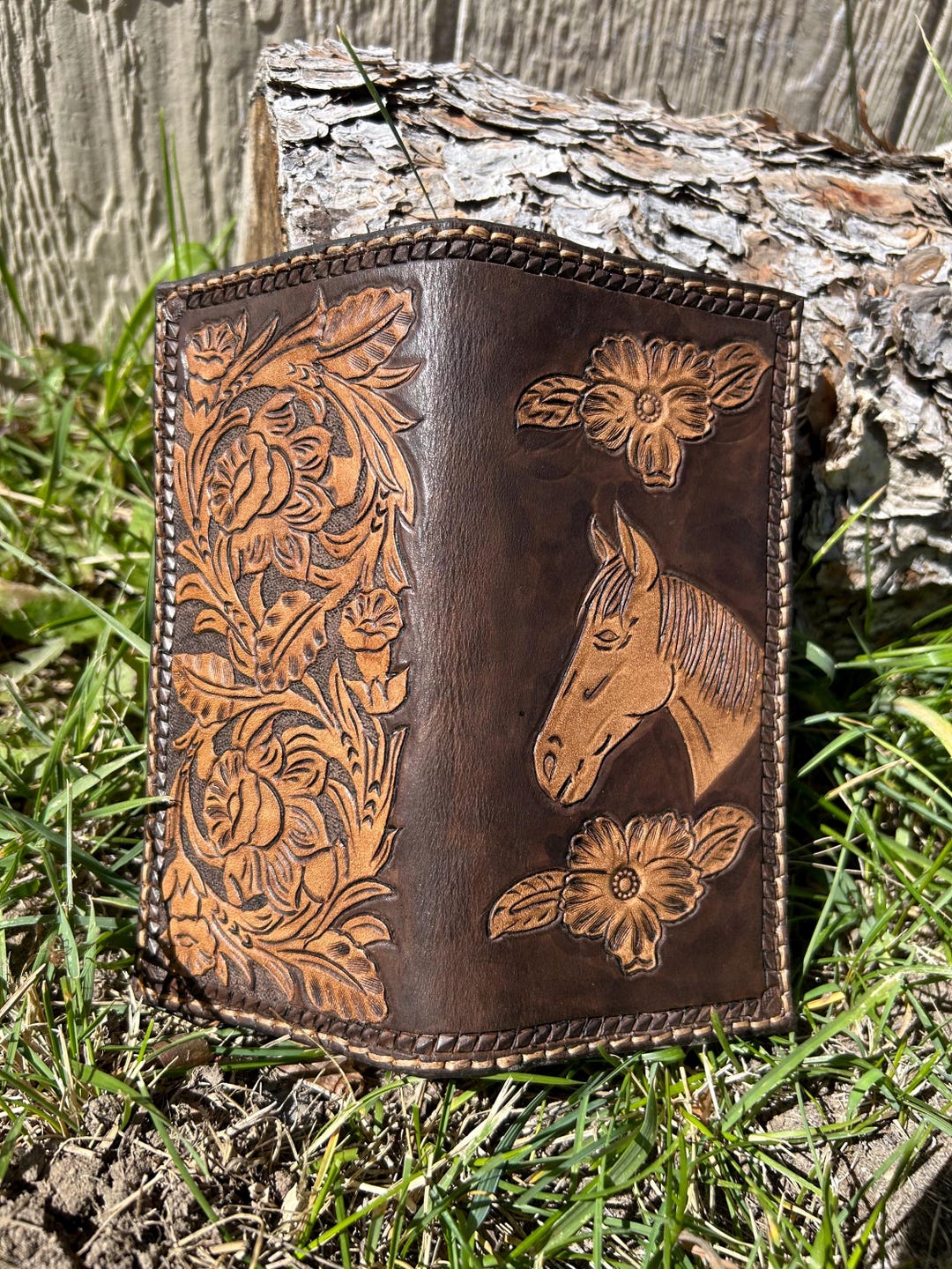 Leather Roper Wallet Horse Head. Handmade - Etsy