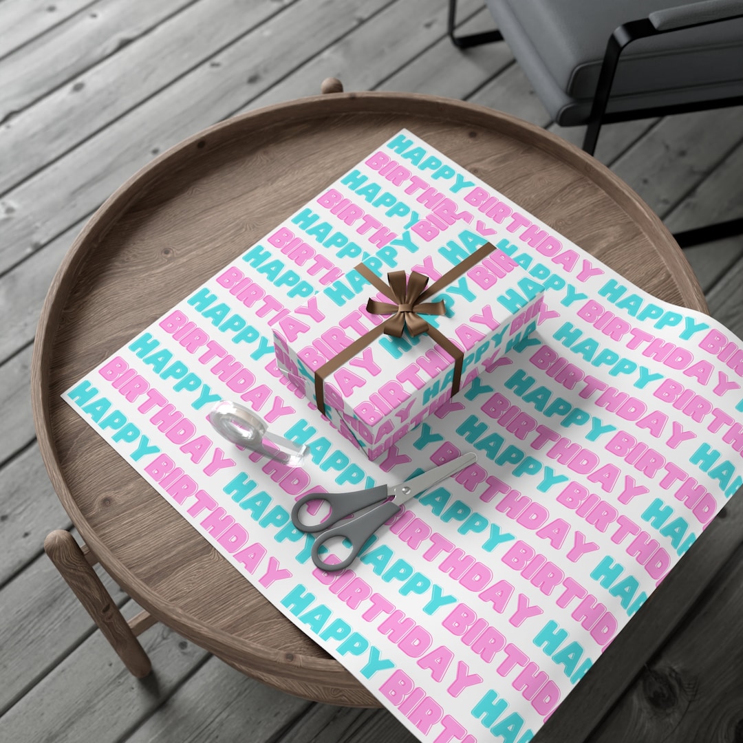 Neon Happy Birthday Wrapping Paper, Birthday Gift Wrap, Perfect for ...