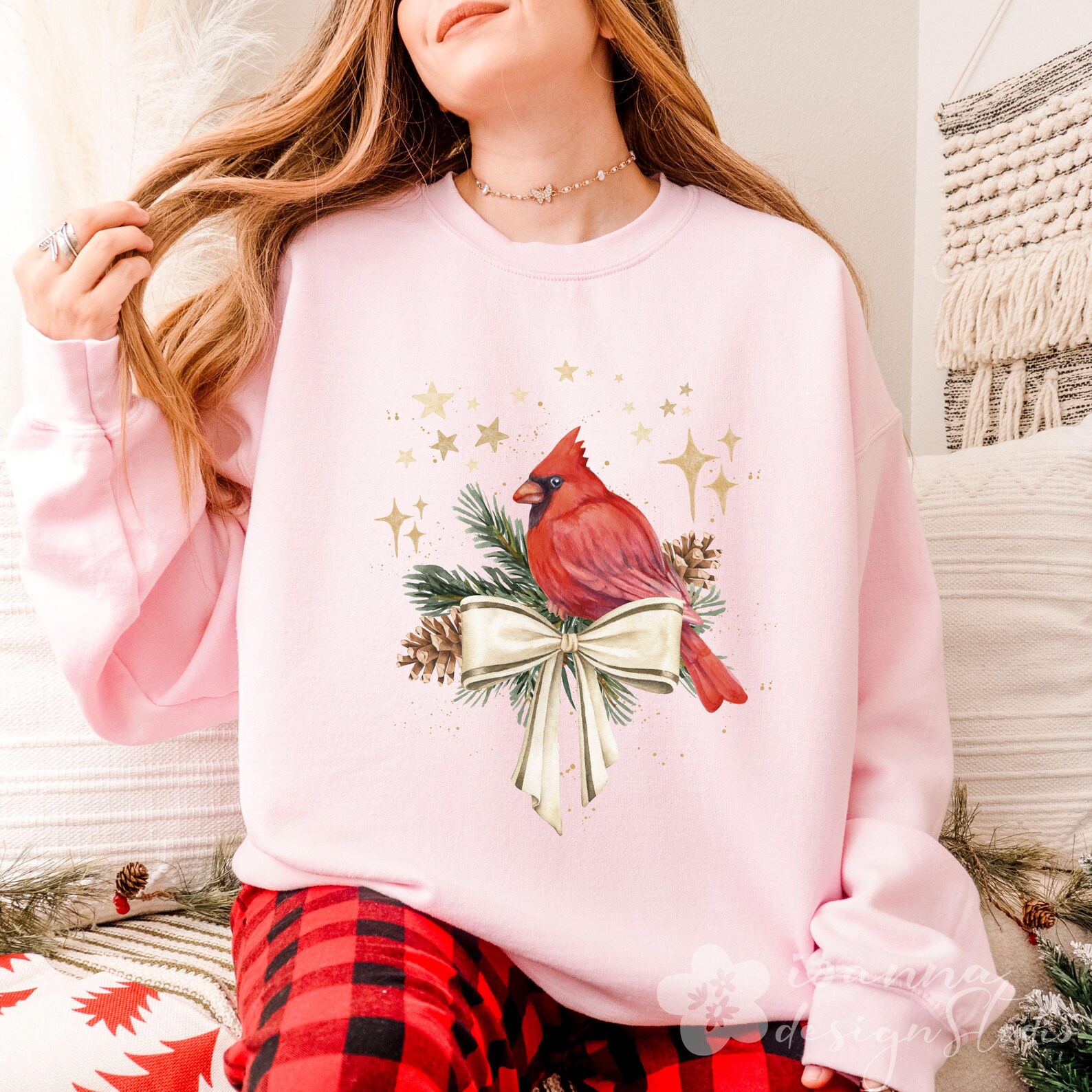 Red Cardinal Christmas Bird Lover Sweatshirt, Elegant Holiday Coquette ...