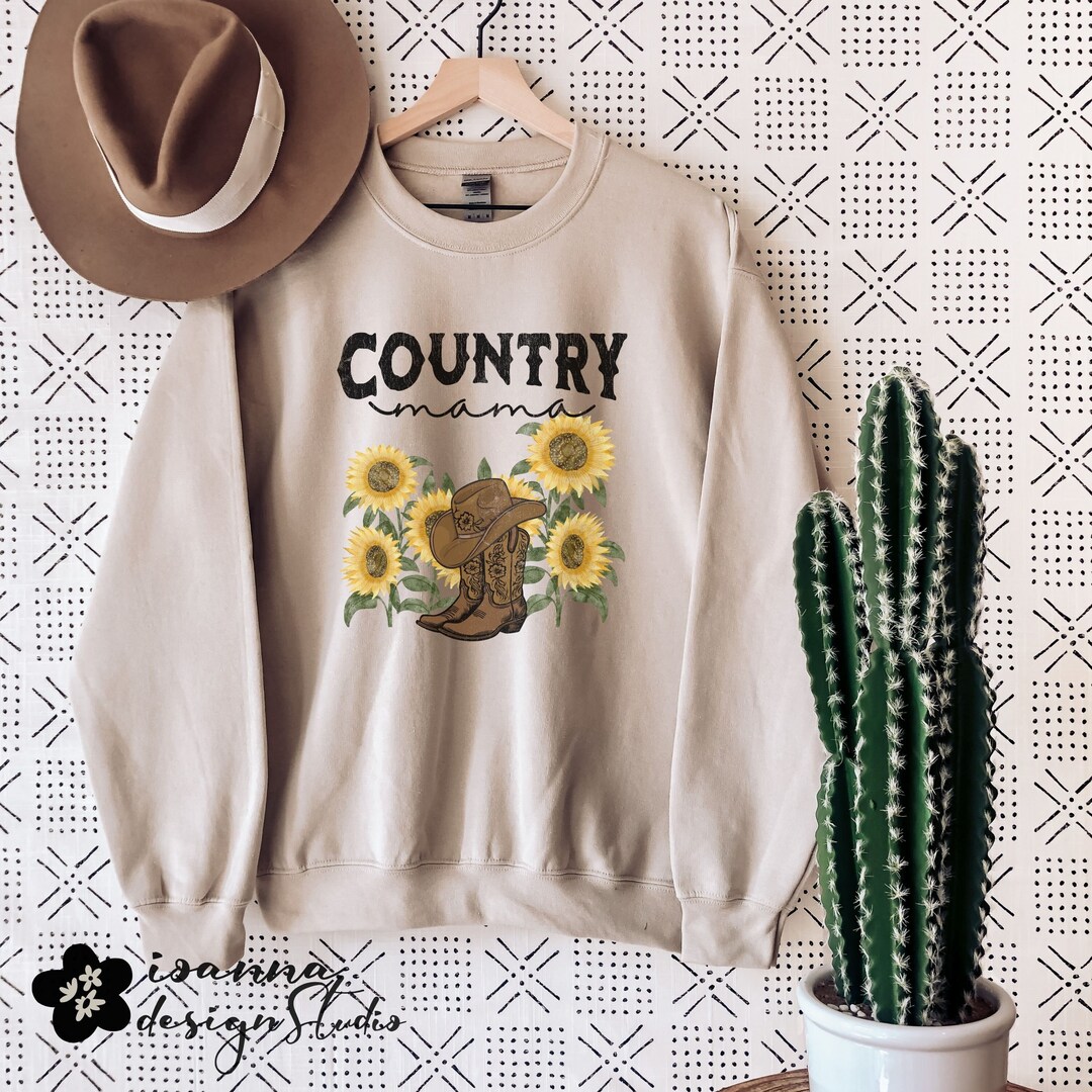 Boho Cottagecore Country Mama Sweatshirt, Trendy Sunflower Moms Sweater ...