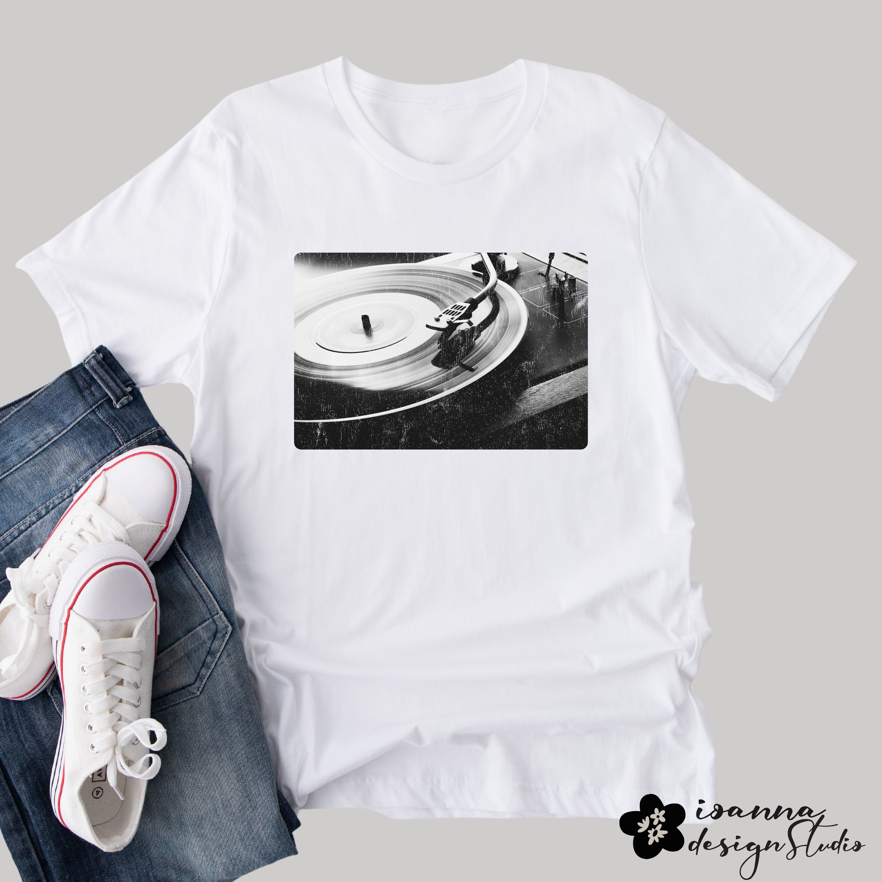 Vintage Turntable Vinyl Record Shirt Minimalist Trendy DJ 70s 80s 90s ...