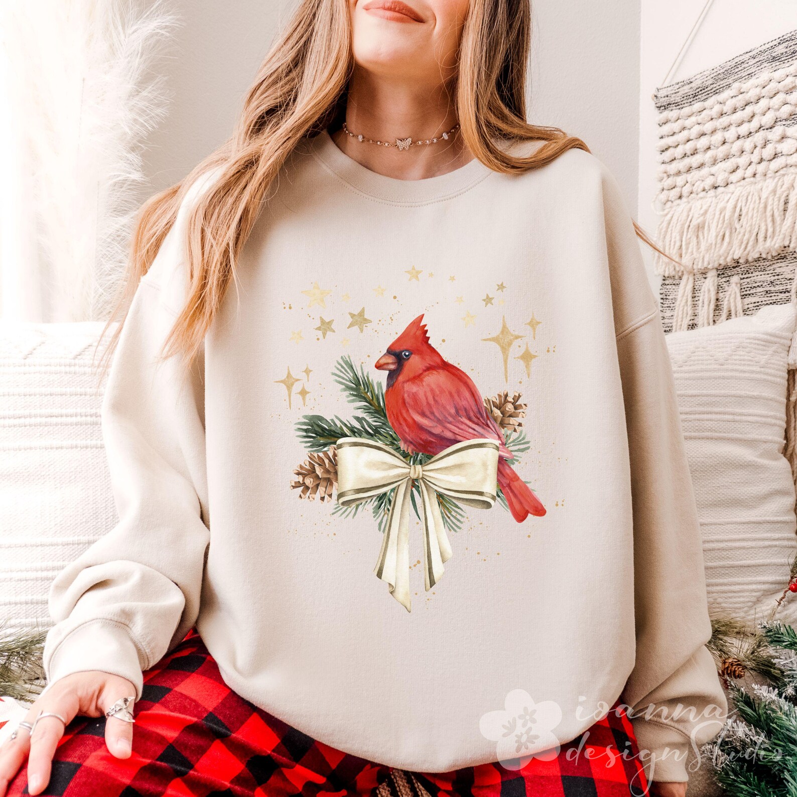 Red Cardinal Christmas Bird Lover Sweatshirt, Elegant Holiday Coquette ...