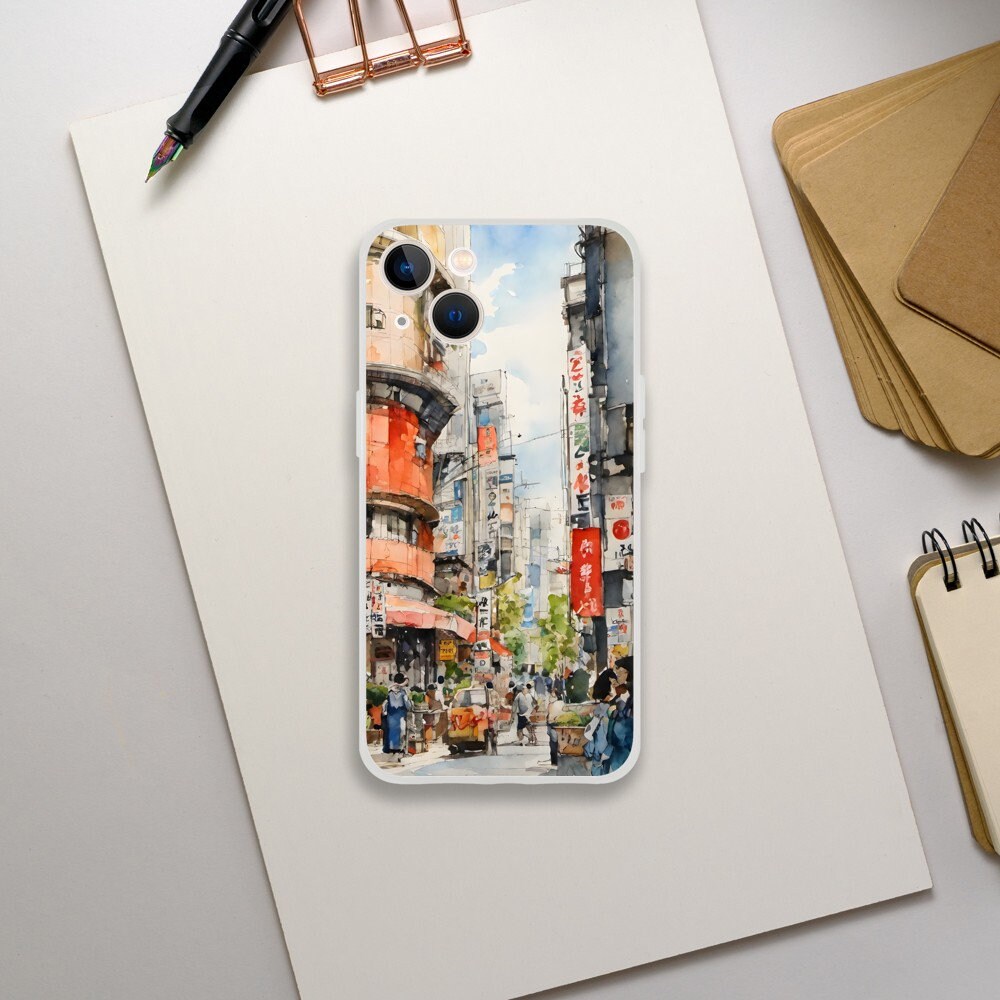 Tokyo Japan City Corner Watercolor Aquarelle Phone Case | Flexi Case ...