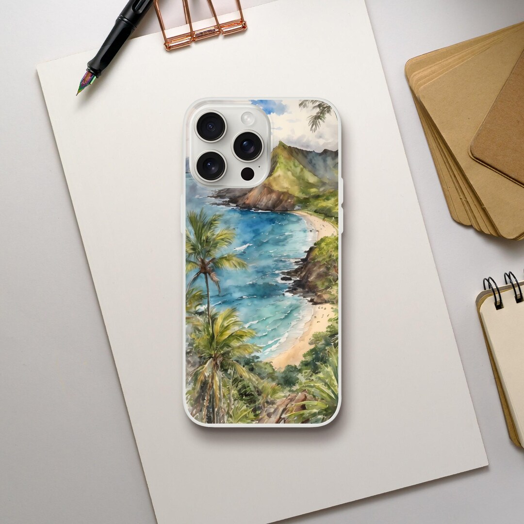 Oahu Hawaii Watercolor Aquarelle Phone Case | Flexi Case (iphone 16 ...