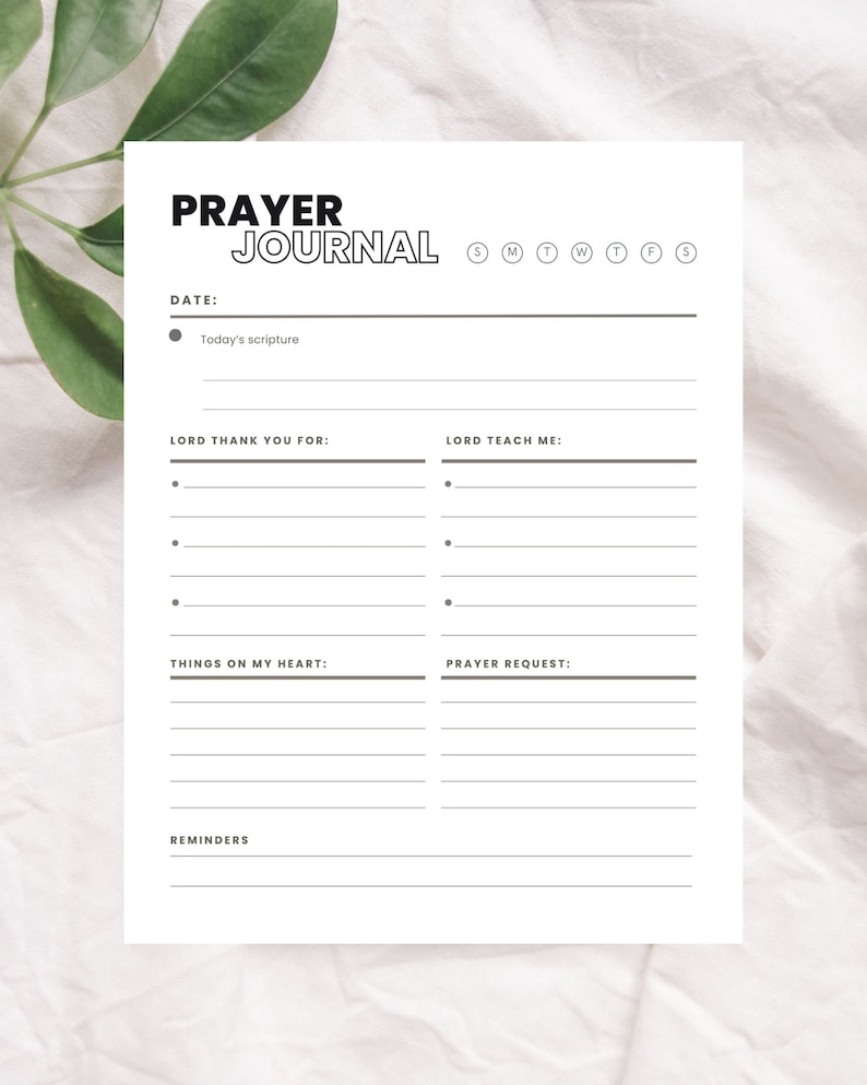 Prayer Journal Instant Download Prayer Journal Worksheet Bible ...