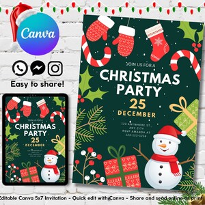 Editable Christmas Party Invitation, Printable Christmas Party Flyer ...