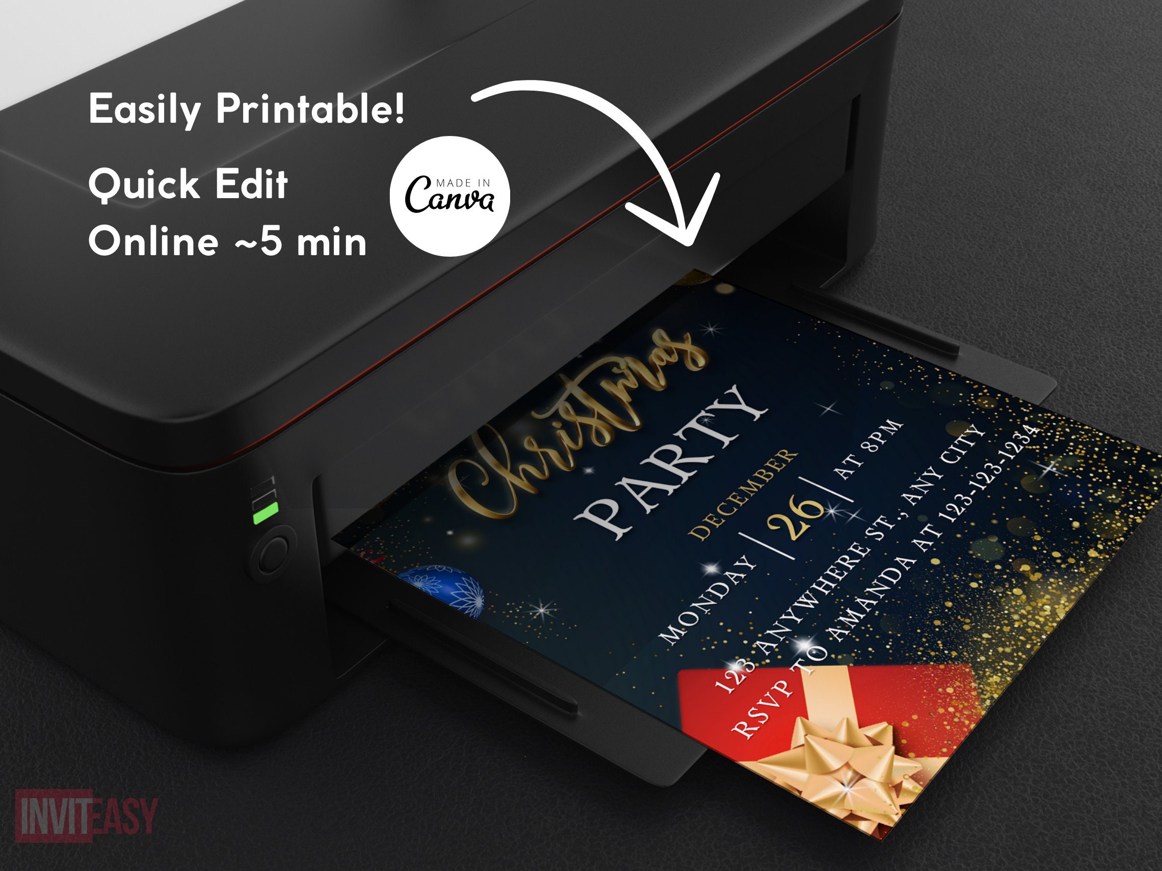 Editable Christmas Party Invitation Flyer, Printable Christmas Party ...