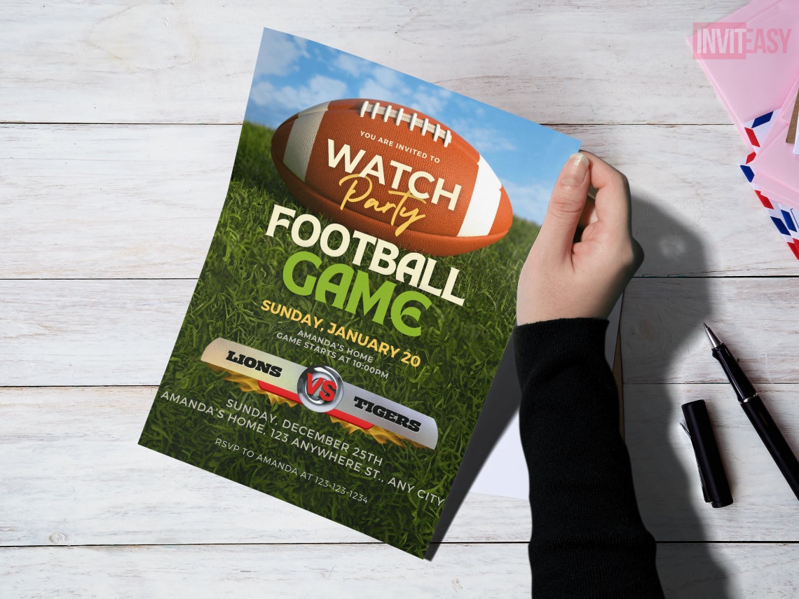 Editable Football Game Day Invite, Printable American Football ...