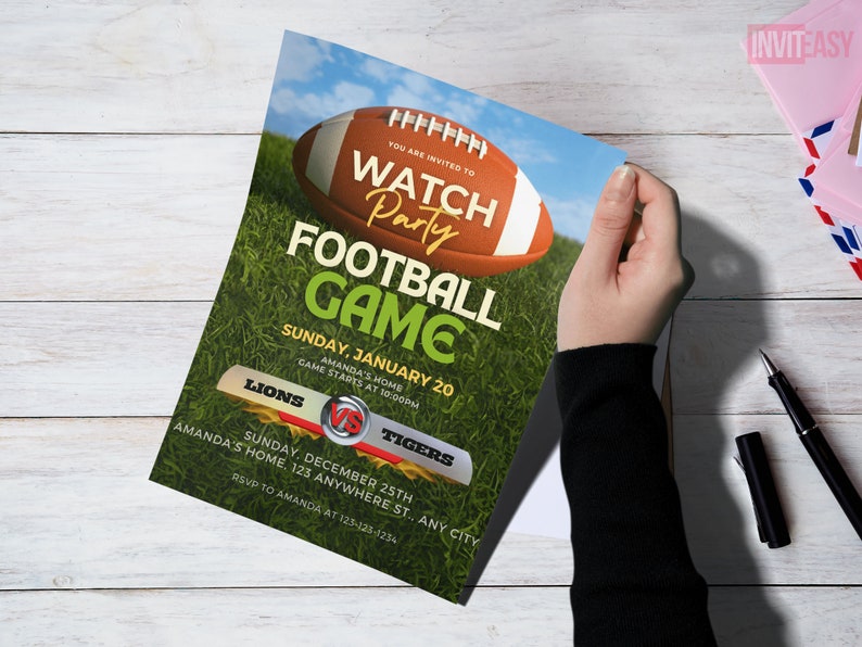 Editable Football Game Day Invite, Printable American Football ...