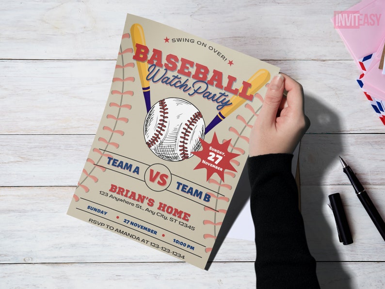 Printable Baseball Birthday Party Invitation, Editable Baseball Game ...