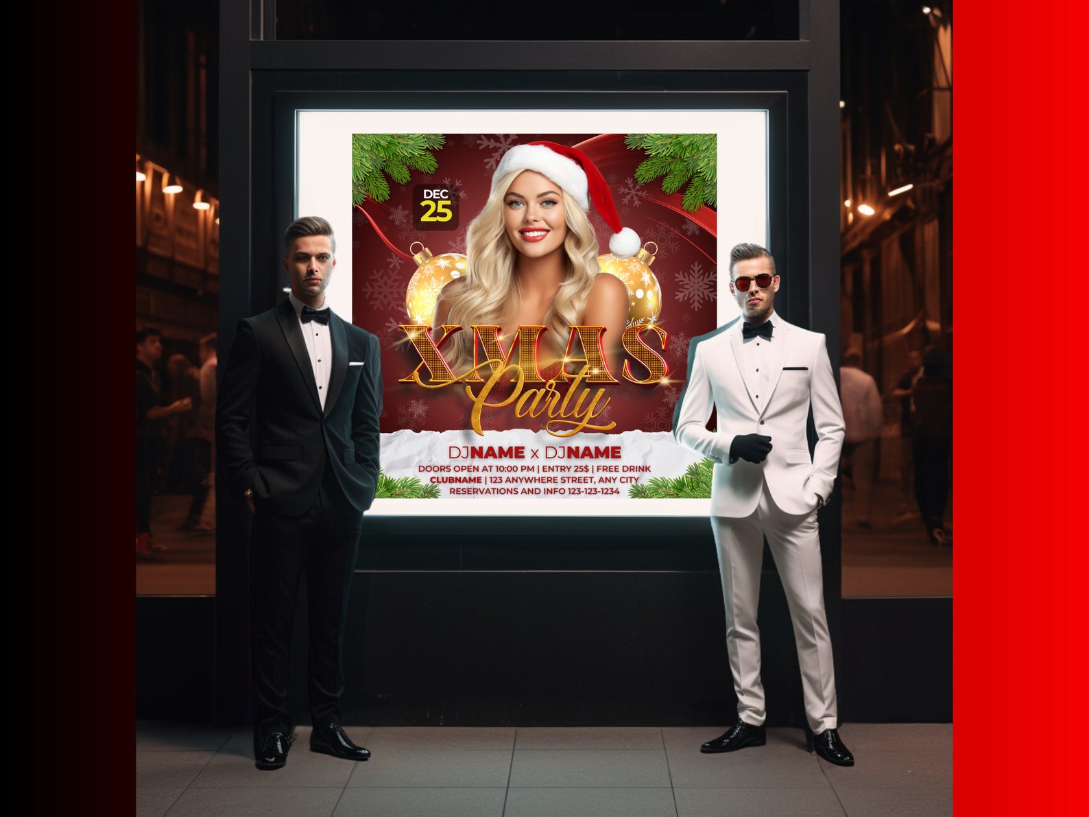 Editable Xmas Party Invitation Flyer, Printable Christmas Party ...
