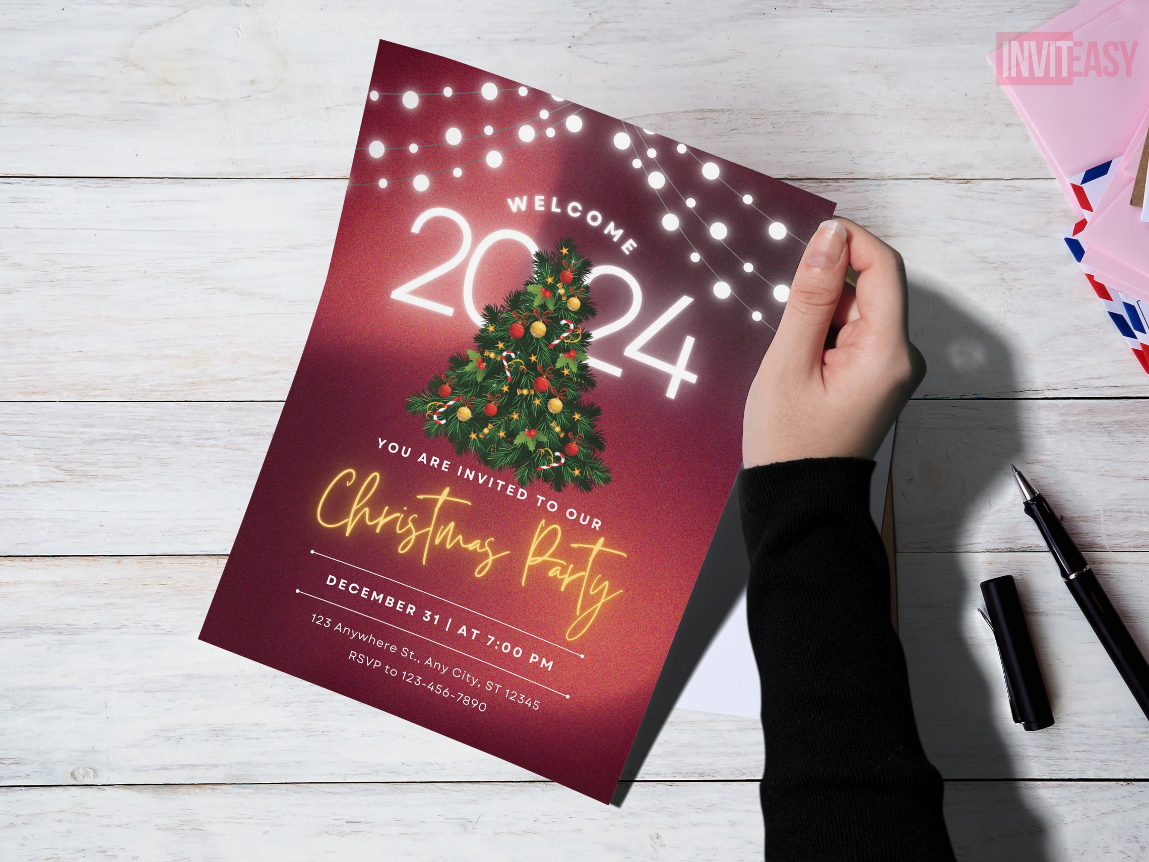 Editable 2024 Christmas Party Invitation, 2024 Printable Xmas Party ...