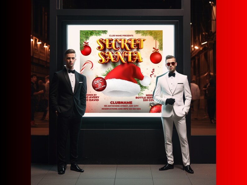 Editable Secret Santa Party Invitation Flyer, Printable Secret Santa ...